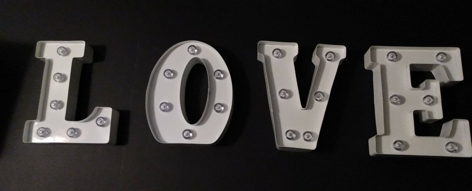 Victoria Lynn LOVE White Marquee Letters 4 Pieces Metal sign 8" Wedding ...