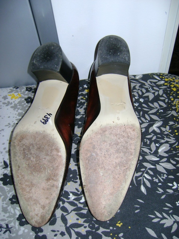 Walter Steiger Burnt Burgundy Leather Block Heel Pumps - Size 9 B | eBay