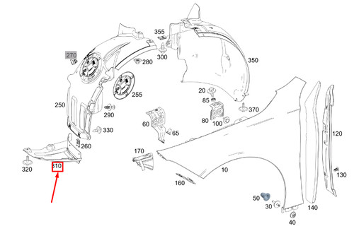 MERCEDES-BENZ A W177 FRONT LEFT LOWER WHEEL SPOILER A1778840700 ...