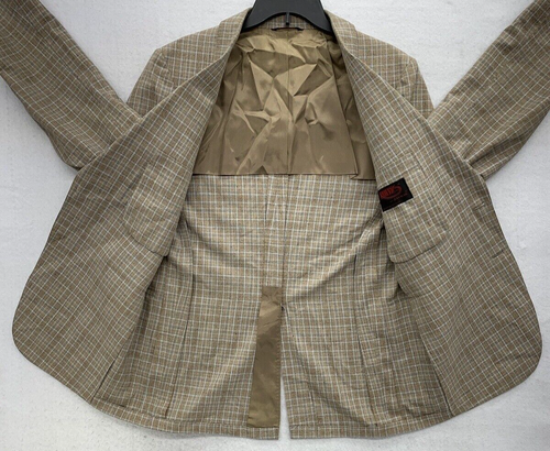 Vtg Ruby By Jaymar Mens Blazer Coat Jacket Size 42R Beige Wool Satin ...