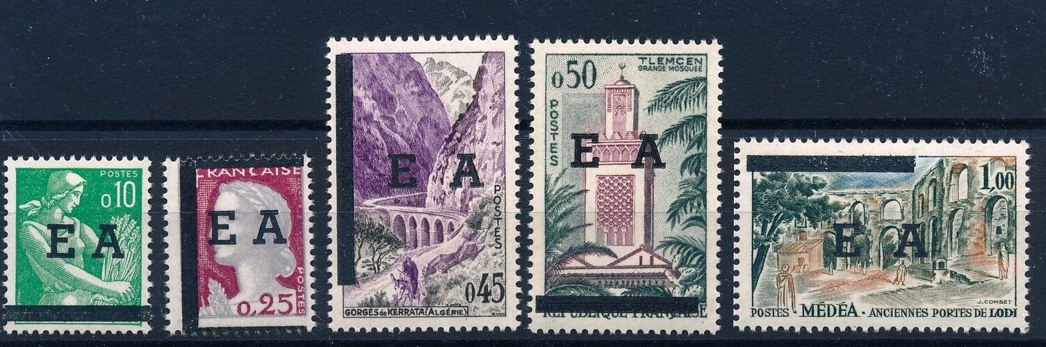 Algeria 1962 - Independent - Typographed Ovpt - EA ,Scott#286a/90a ...