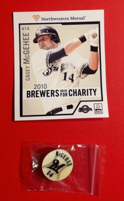 MILWAUKEE BREWERS CASEY McGEHEE Collector Player Pin Baseball Card 2010 ...