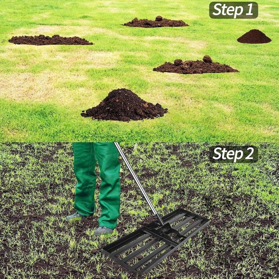 Garden Lawn Levelling Rake Lute Landscaping Rake Top-Dressing Repair ...