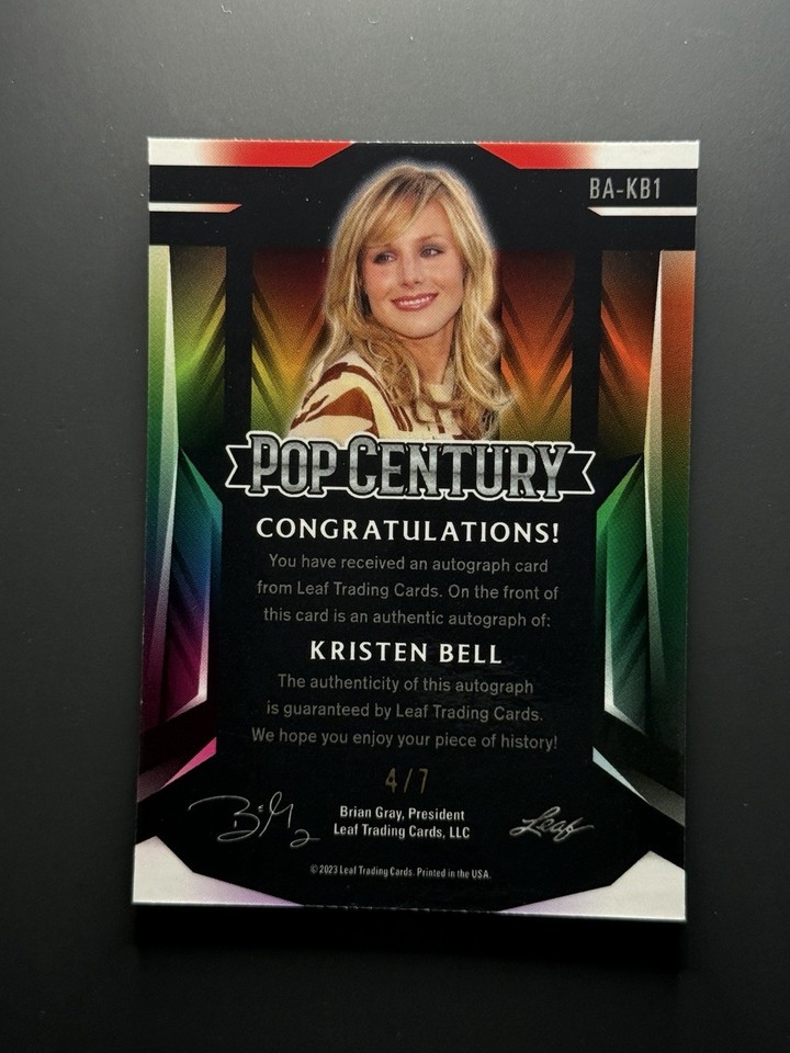2023 Leaf Pop Century Kristen Bell Autograph AUTO Silver Mojo Refractor ...
