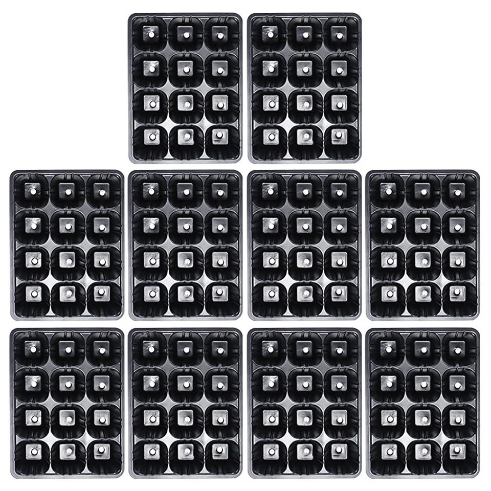 10pcs Plant Starter Trays 12 Cell Plastic Nursery for Vegetable and ...
