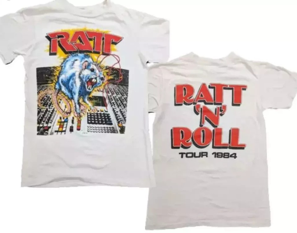 Vintage Ratt T-shirt Retro Music Tour 1984 Graphic Tee White Gift Fans ...
