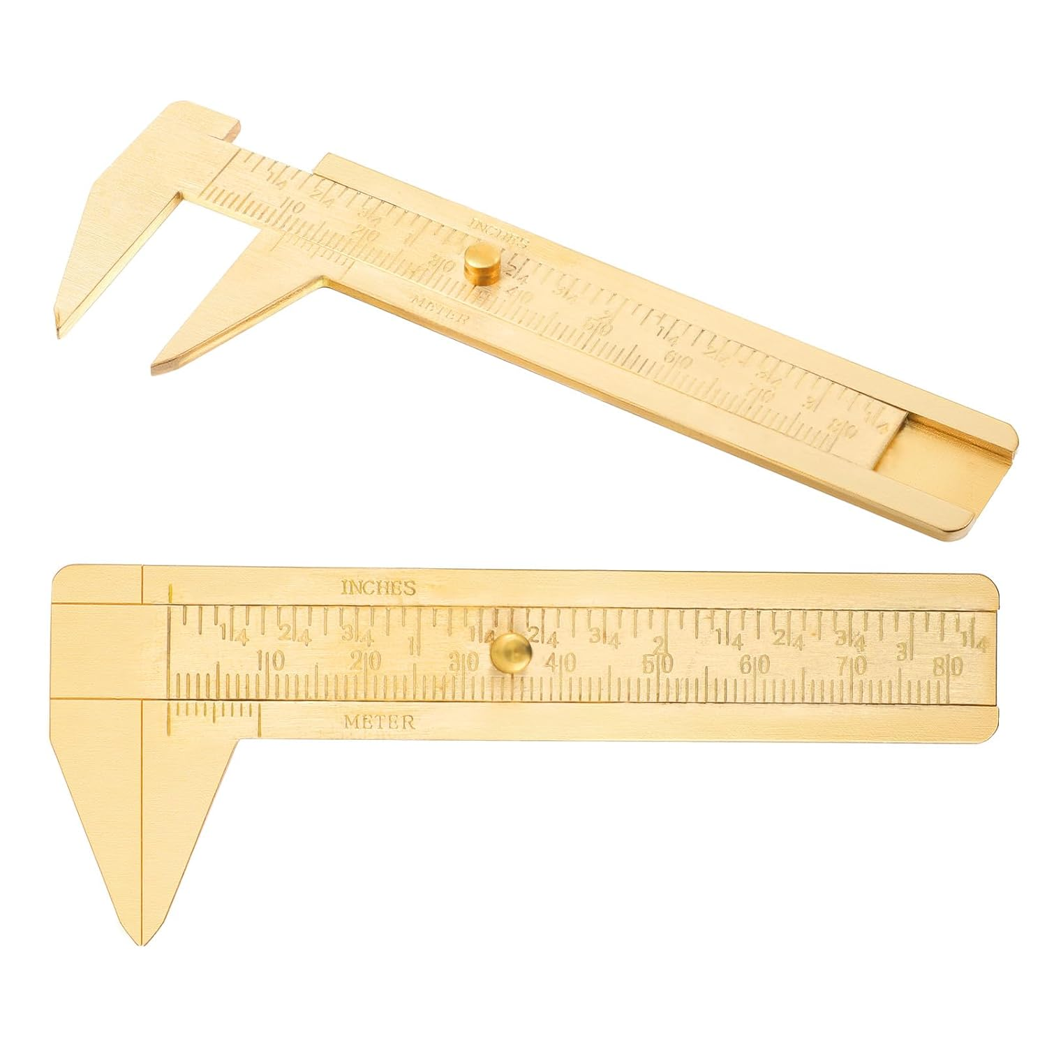2 Pcs Brass Vernier Caliper Pocket Slide Rule Mini Handy Caliper ...