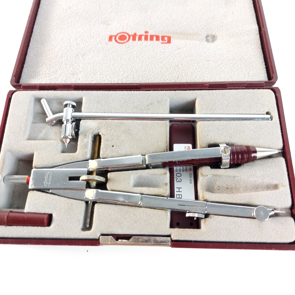 Rotring Master Bow Compass Set w/ Adjustment & Mechanical Pencil For ...