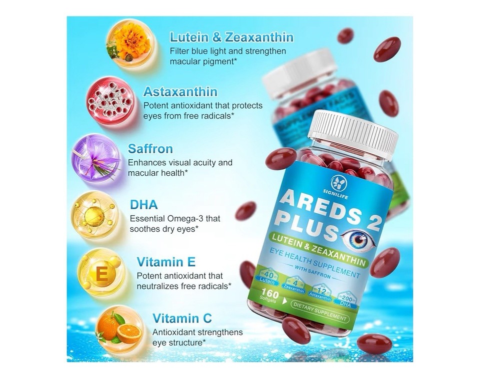 SIGNILIFE 2 Pack AREDS 2 Plus Eye Vitamins Lutein and Zeaxanthin ...