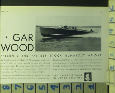 1931 GAR WOOD RUNABOUT RACE FAST STOCK BOAT NAUTICAL WATERCRAFT BD29 | eBay