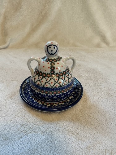 BOLESLAWIEC POLISH POTTERY CERAMIC WICA FLORAL SMALL CHEESE LADY 4” | eBay