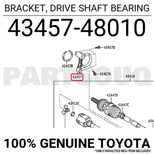 4345748010 Genuine Toyota BRACKET, DRIVE SHAFT BEARING 43457-48010 | eBay