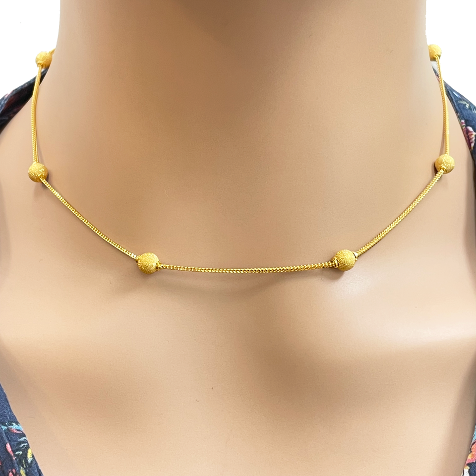 22ct Yellow Gold Sparkly Glitter Ball Beaded Necklace 16" inches | eBay UK