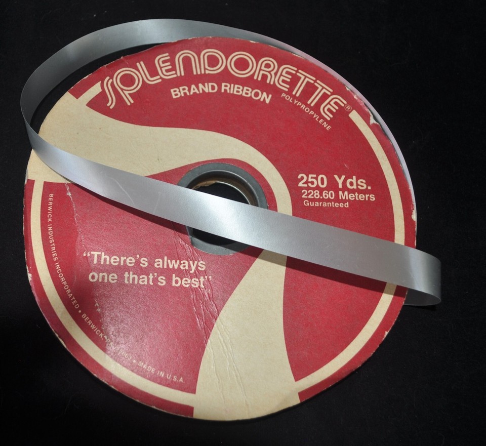 ROLL VTG RIBBON SPLENDORETTE RIBBON, 200 YARDS, SILVER POLYPROPYLENE 3/ ...