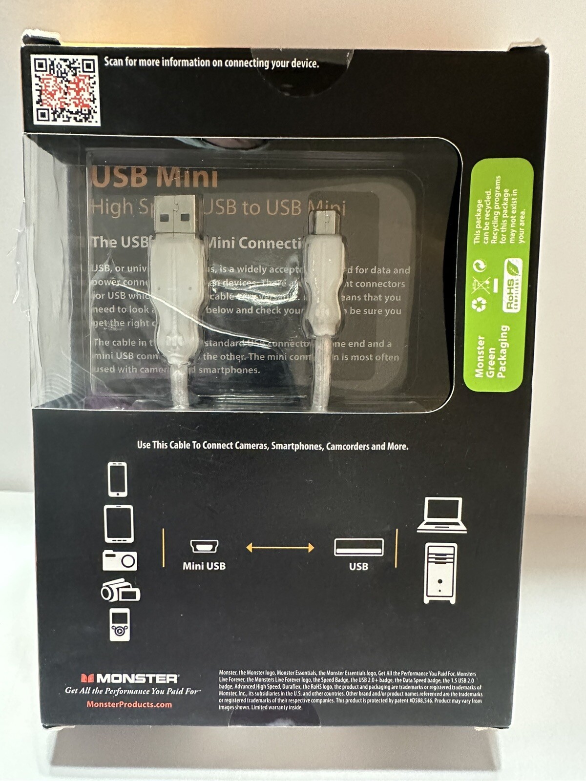 Monster High Speed USB to USB Mini Charging Cable (camera, phone, etc ...