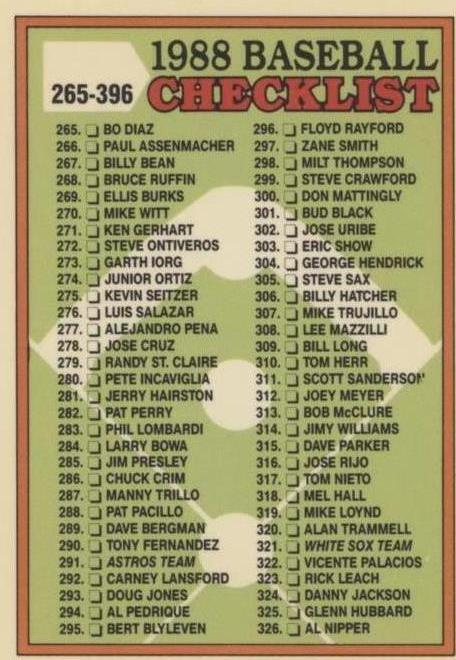 1988 Topps - Checklist Cards 265-396 #373 Collector's Edition (Tiffany ...