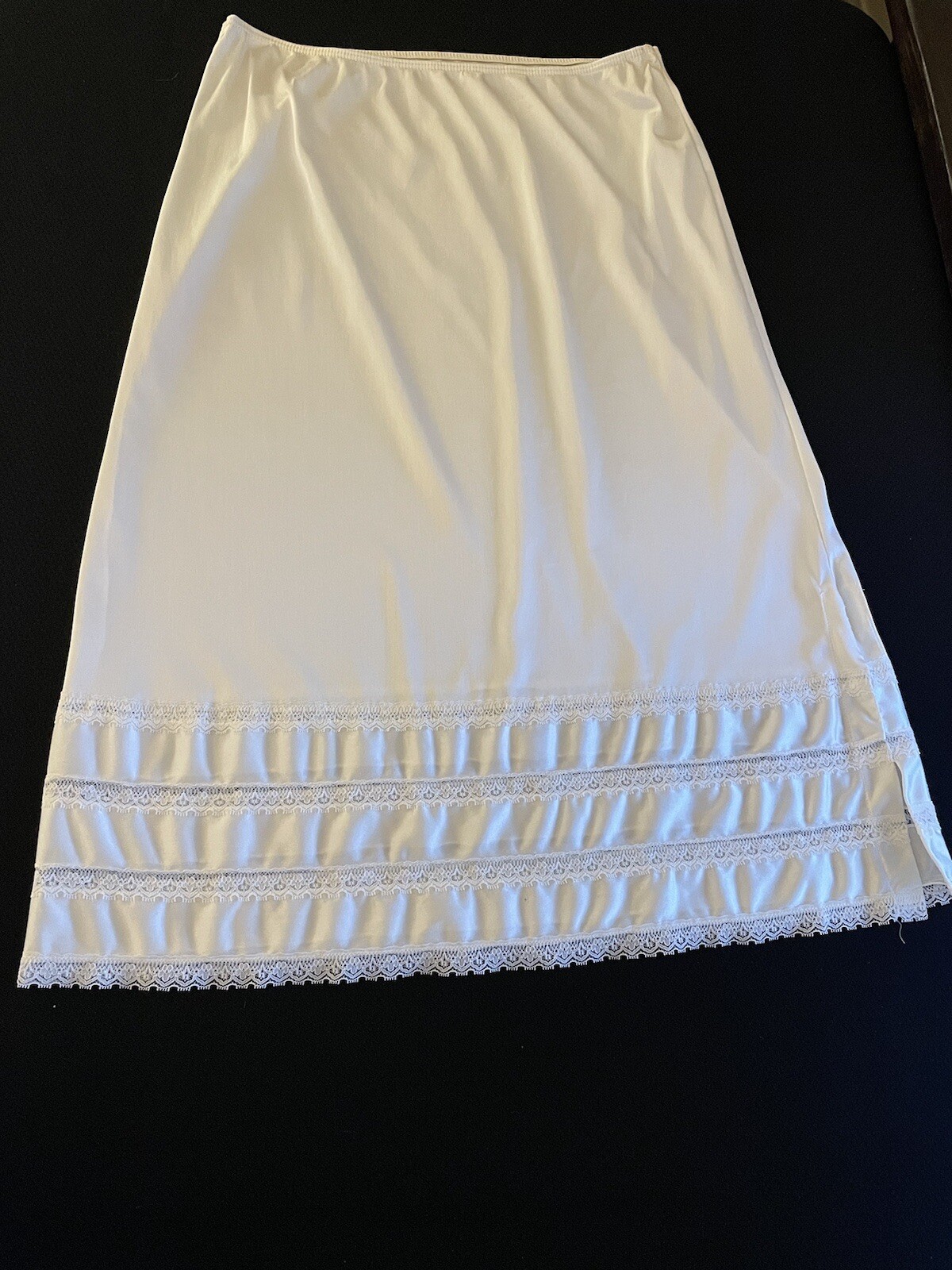 Vintage Sears White Half Slip 3 Tiers Snip It Side Sl… - Gem