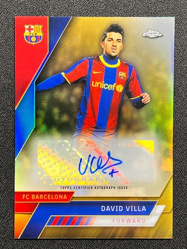 2022-23 Topps Chrome FC Barcelona David Villa Auto Autograph Gold ...