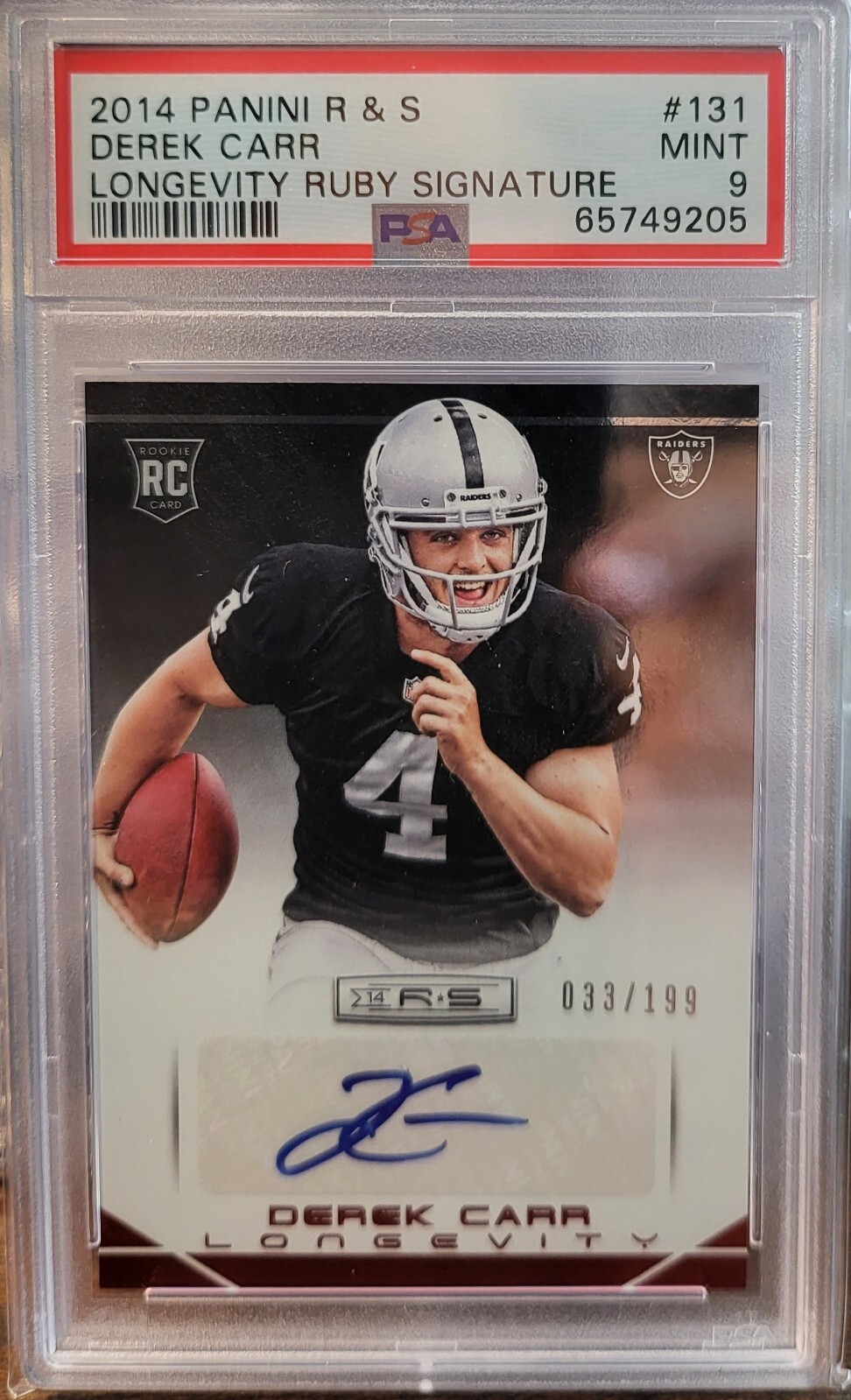 2014 Rookies & Stars Derek Carr Rookie Autograph RC PSA 9 Mint AUTO 🔥 ...