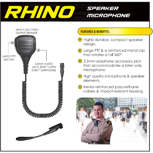 Earphone Connection RHINO Q-Release Shoulder Mic for Tait 8100 Radios ...