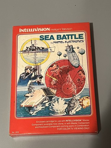Intellivision SEA BATTLE Video Game Original w/ Box Manual Overlays ...