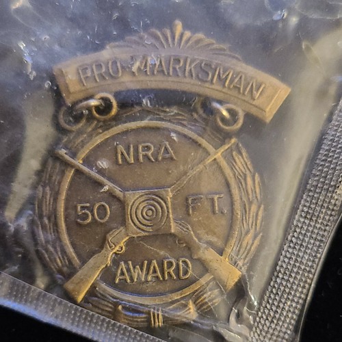 NRA 50 Ft. Shooting Pro Marksman Award Medal brass Vintage New ...