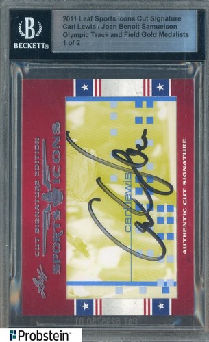 2011 Leaf Sports Icons Cut Signature Carl Lewis Joan Benoit Samuelson ...