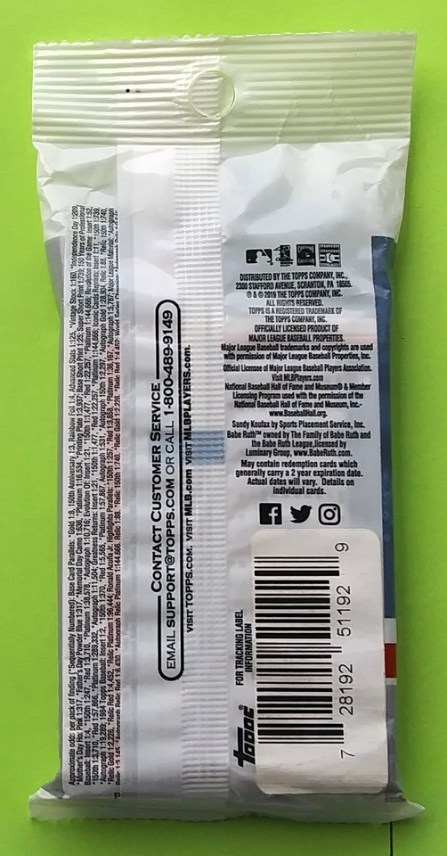 2019 Topps Series I 34 Card Baseball Pack (Aaron Judge/Babe Ruth ...