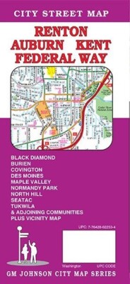 City Street Map of Renton, Auburn, Kent, Federal Way, Washington, by ...