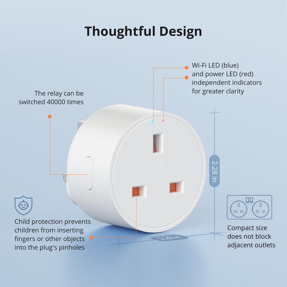 4-Pack SONOFF S60 Smart WiFi Plug 13A Type G Power Socket with Energy ...