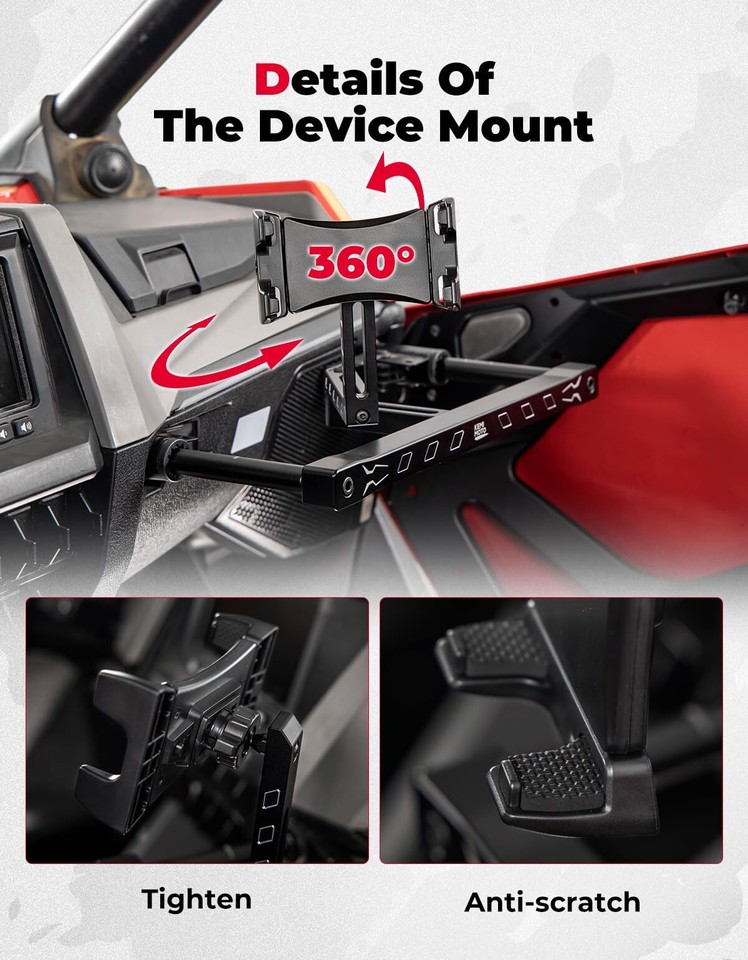 Electronic Device Holder Phone Mounts w/Grab Bar For Polaris RZR PRO XP ...