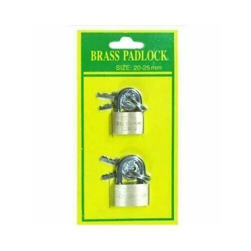 KEYED Brass PADLOCK SMALL SIZES 20 25 MM Solid Brass Lock Security TWO ...