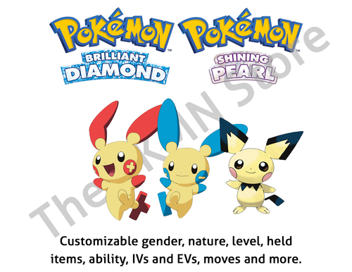Pokemon Brilliant Diamond Shining Pearl Minun Plusle Pichu Shiny 6 IVs ...