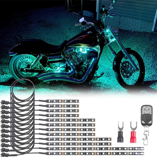 12x Motorcycle RGB LED Underglow Strip Lights For Harley Fatboy Wide ...