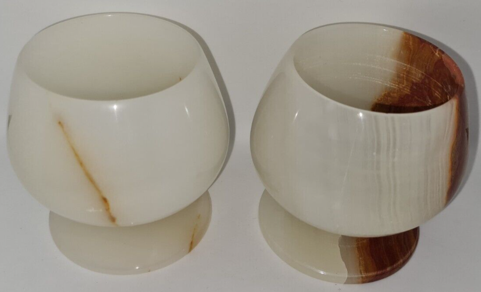 Handmade Natural White Onyx Wine Goblets - Set of 6, 4" x 4" x 4", Cap ...