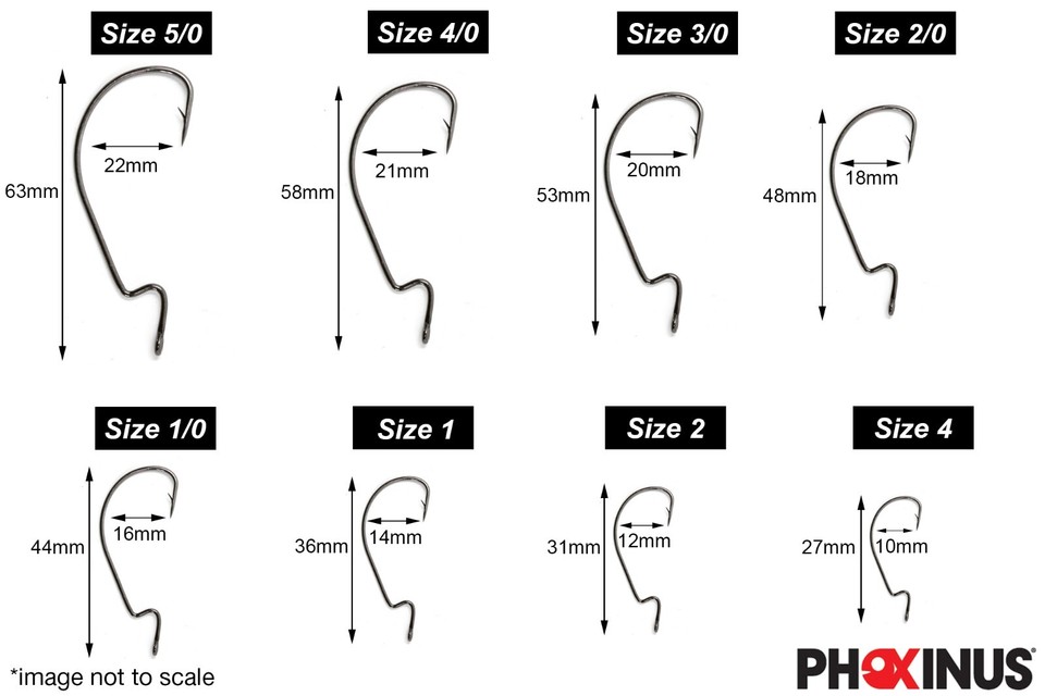 Phoxinus EWG Offset Worm Hooks - Weedless Fishing Hooks - Wrasse, Perch ...