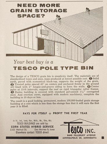 1957 AD.(XH53)~TESCO INC. MINNEAPOLIS, MINN. TESCO POLE TYPE GRAIN ...