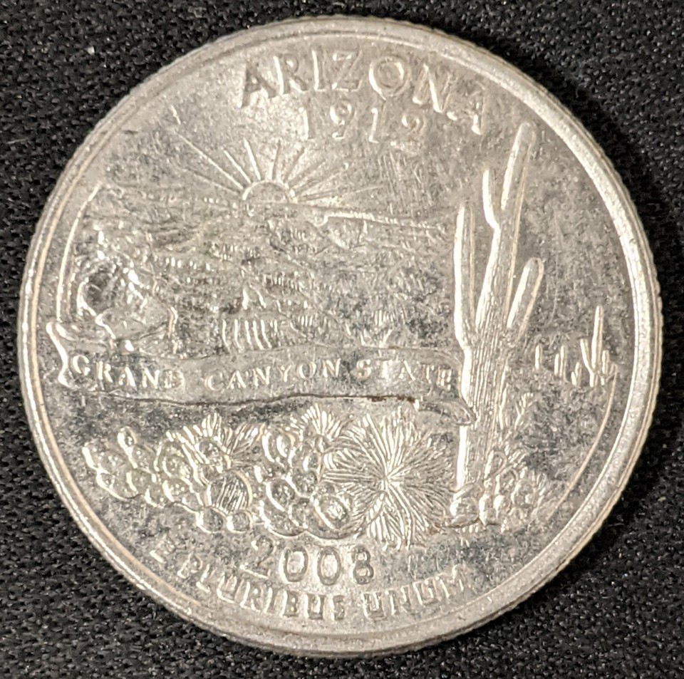 2008 P Arizona Quarter Extra Cactus Leaf ~ Die Chip Error 25c | eBay