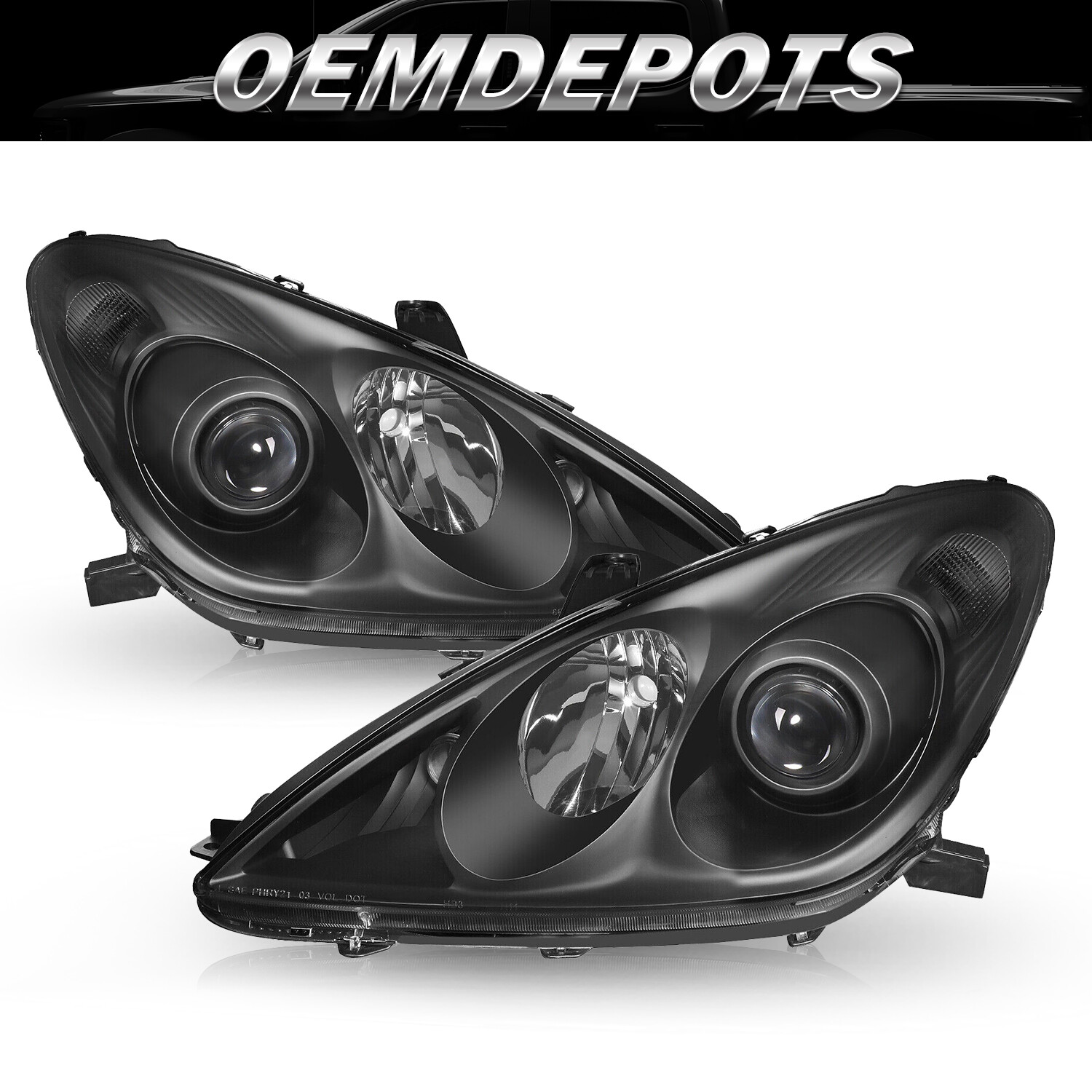 Headlights For 2004 2005 2006 Lexus ES330 Halogen Black L+R Pairs Lamps ...
