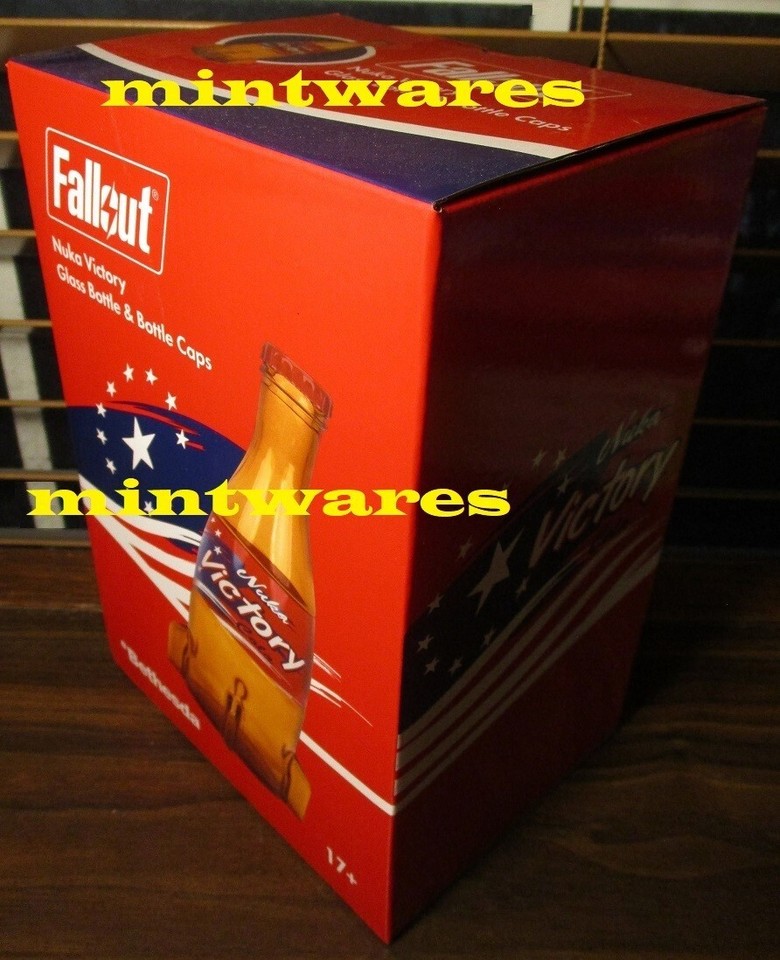 Fallout Nuka Cola Victory Glass Rocket Bottle & 10 Caps Replica ...