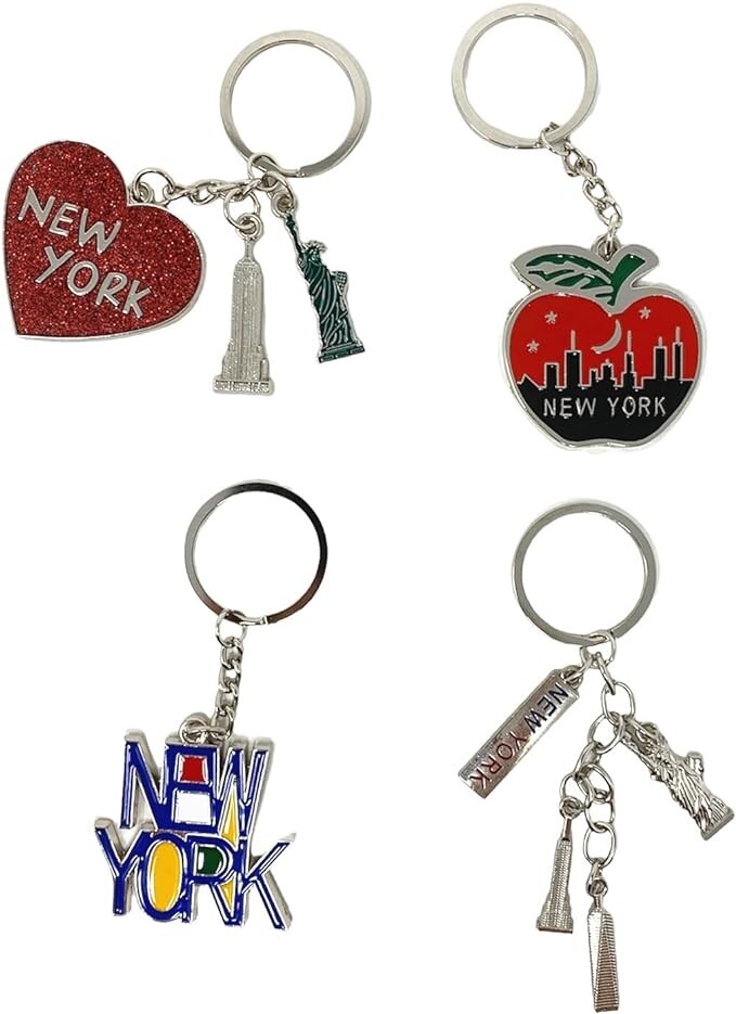 12 Pack New York City Metal Keychains KeyRing Souvenir Collection, NYC ...