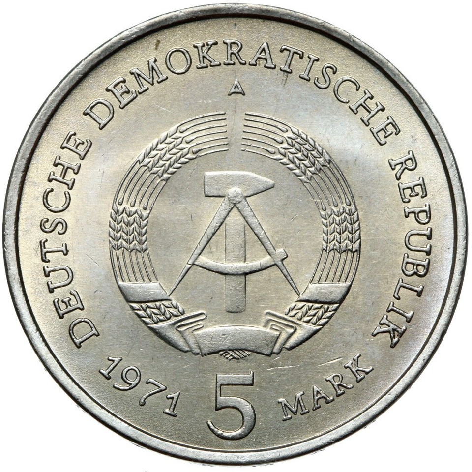 Commemorative coin - East Germany GDR - 5 Mark 1971 Brandenburg gate ...
