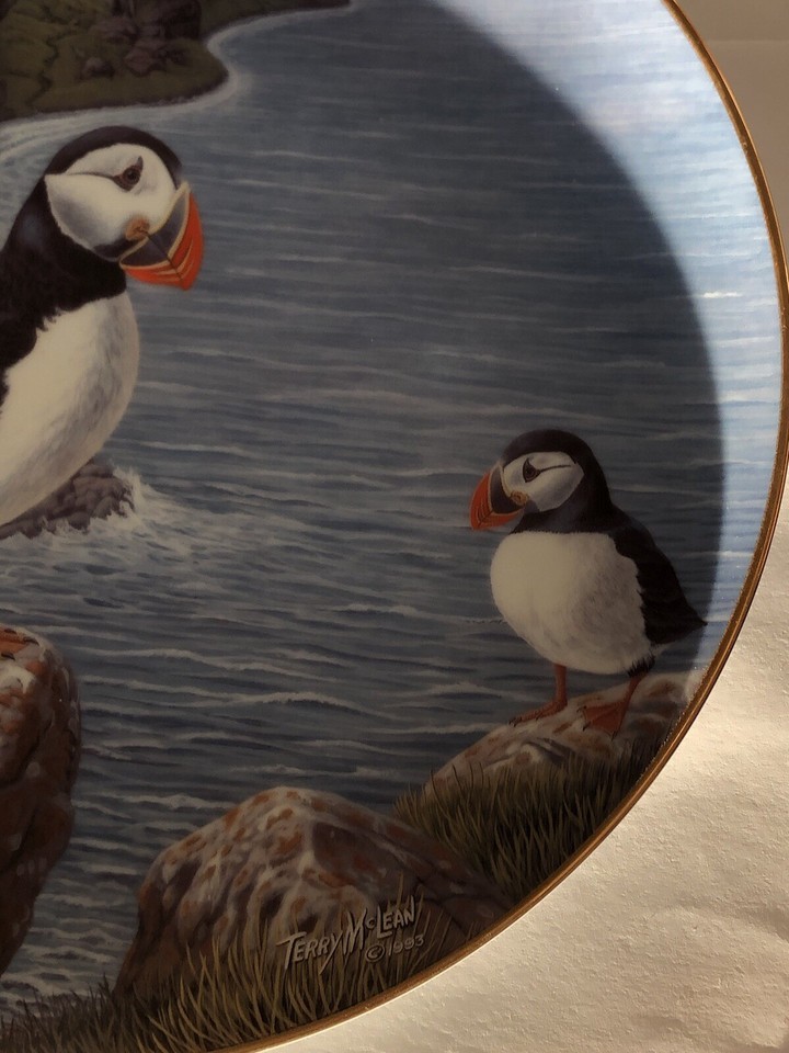 Terry McLean Collector Plate "Clowns of the Crags", Puffins,Signed ...