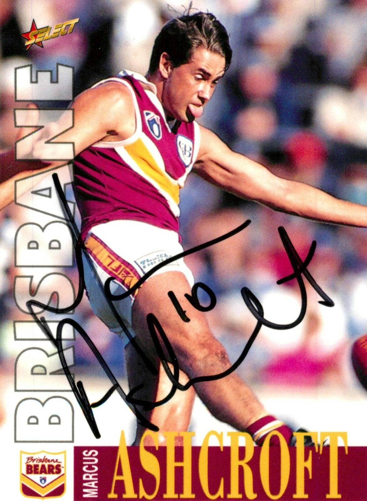 Signed 1996 BRISBANE BEARS AFL Card MARCUS ASHCROFT Lions Centenary | eBay