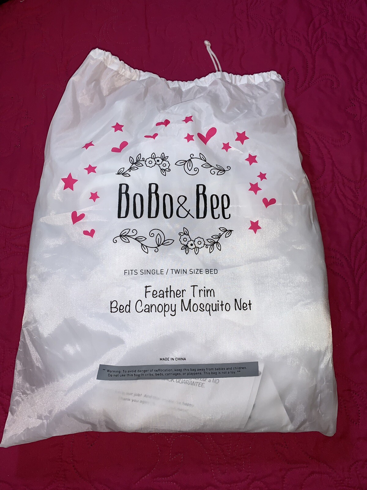 BoBo & Bee Feather Trim Bed Canopy Mosquito Net... Twin Size... NEW | eBay
