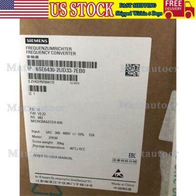New Siemens 6SE6430-2UD33-7EB0 6SE64302UD337EB0 MICROMASTER430 without ...