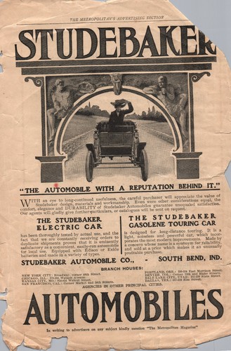 1900's OLD MAGAZINE PRINT AD,2 sided- Studebaker / Dr Advises Drink ...