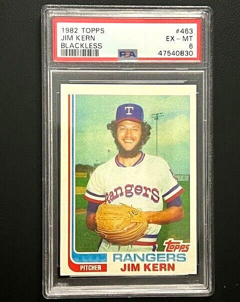 1982 Topps Baseball #463 Jim Kern BLACKLESS ERROR Texas Rangers PSA 6 ...