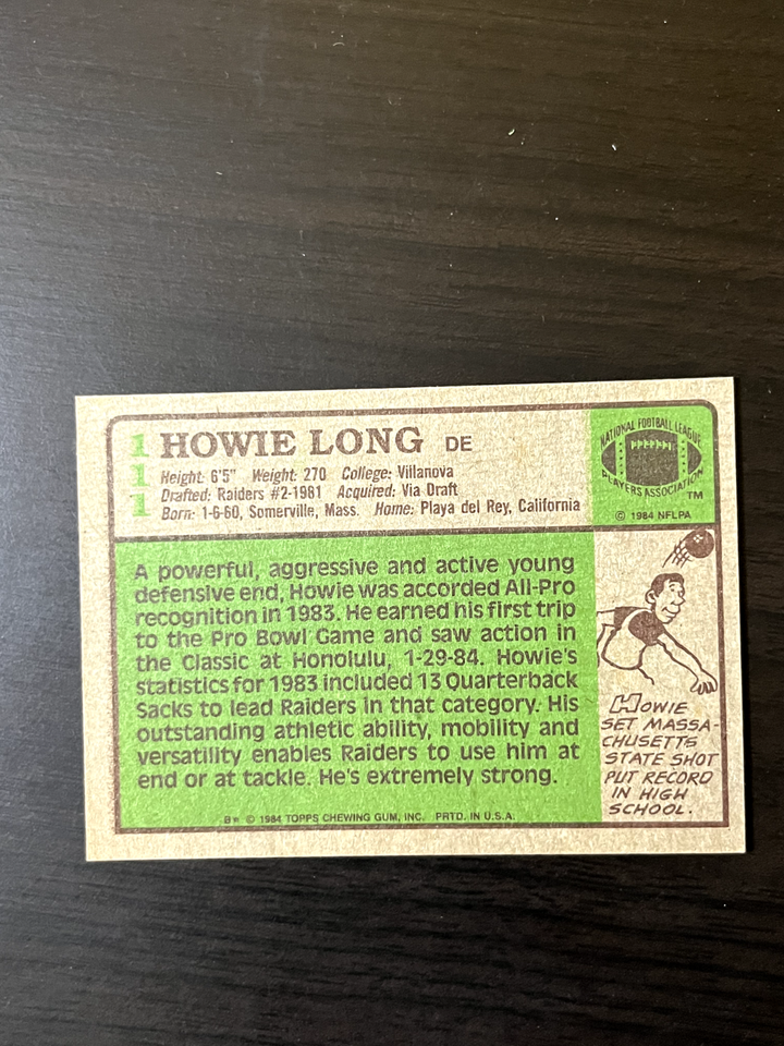 Howie Long 1984 Topps Rookie RC #111 NM Los Angeles Raiders Hall of ...