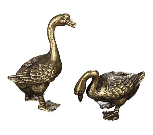 Collection Brass Goose Statue Symbol Love Happiness Chinese Feng Shui ...